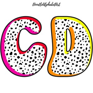 Groovy Dalmatian Doodle Alphabet PNG Bundle: Vibrant Alpha Sets ...