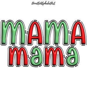 Red and Green Doodle 3D Inflated Letters PNG, Outline & Dots Alphabet ...