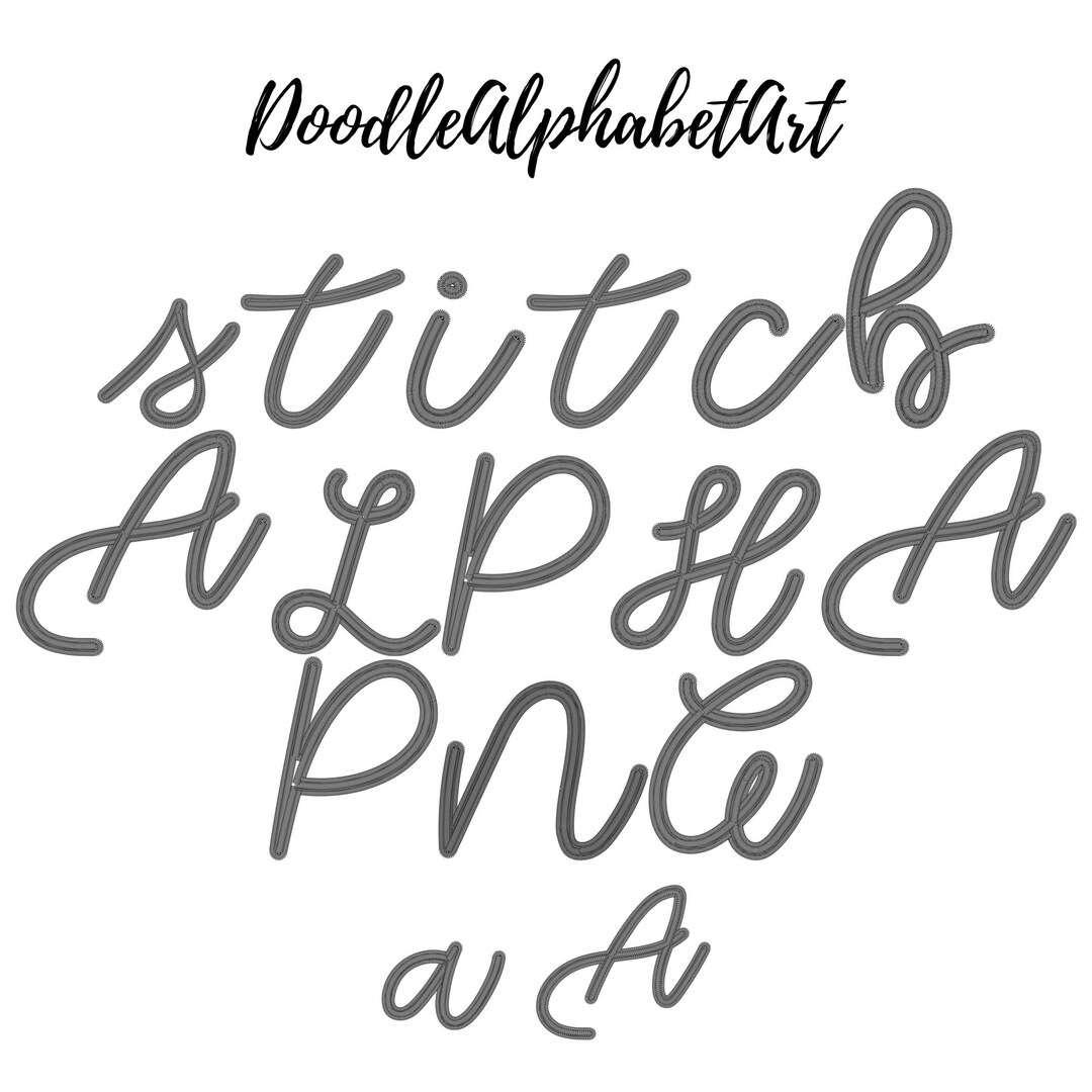 Stitch Alphabets PNG, Faux Embroidery Alpha Script Letters PNG, Hand ...