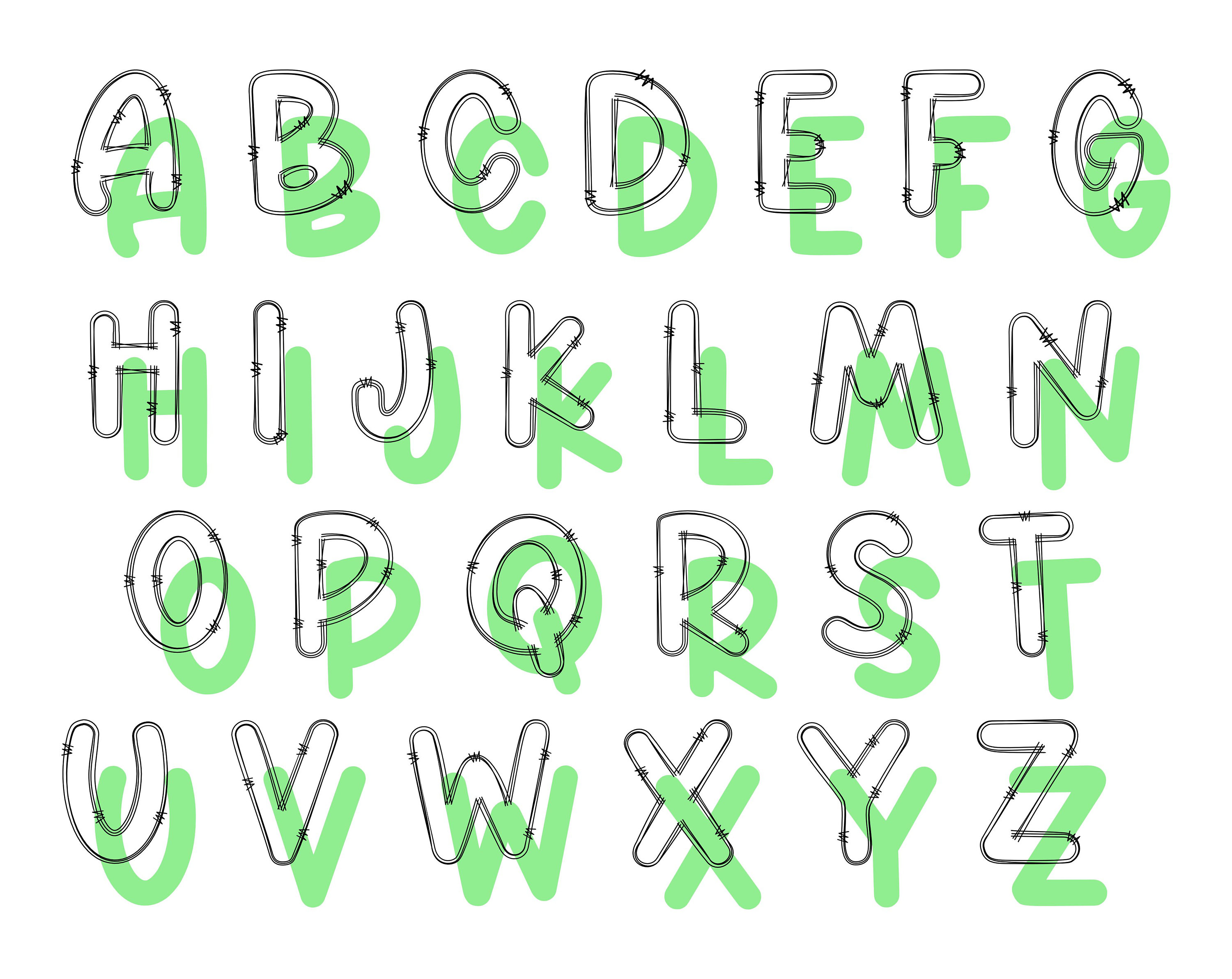 Doodle Letters Alphabet With Transparent Inside SVG PNG Eps Pdf ...