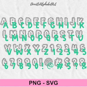Doodle Alphabet PNG SVG Bundle: Lines and Dots Customizable Letters ...