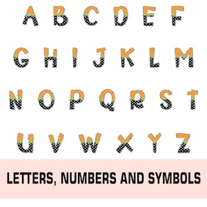 Orange Doodle Alphabet Letters PNG Bundle, Green, Black and White ...