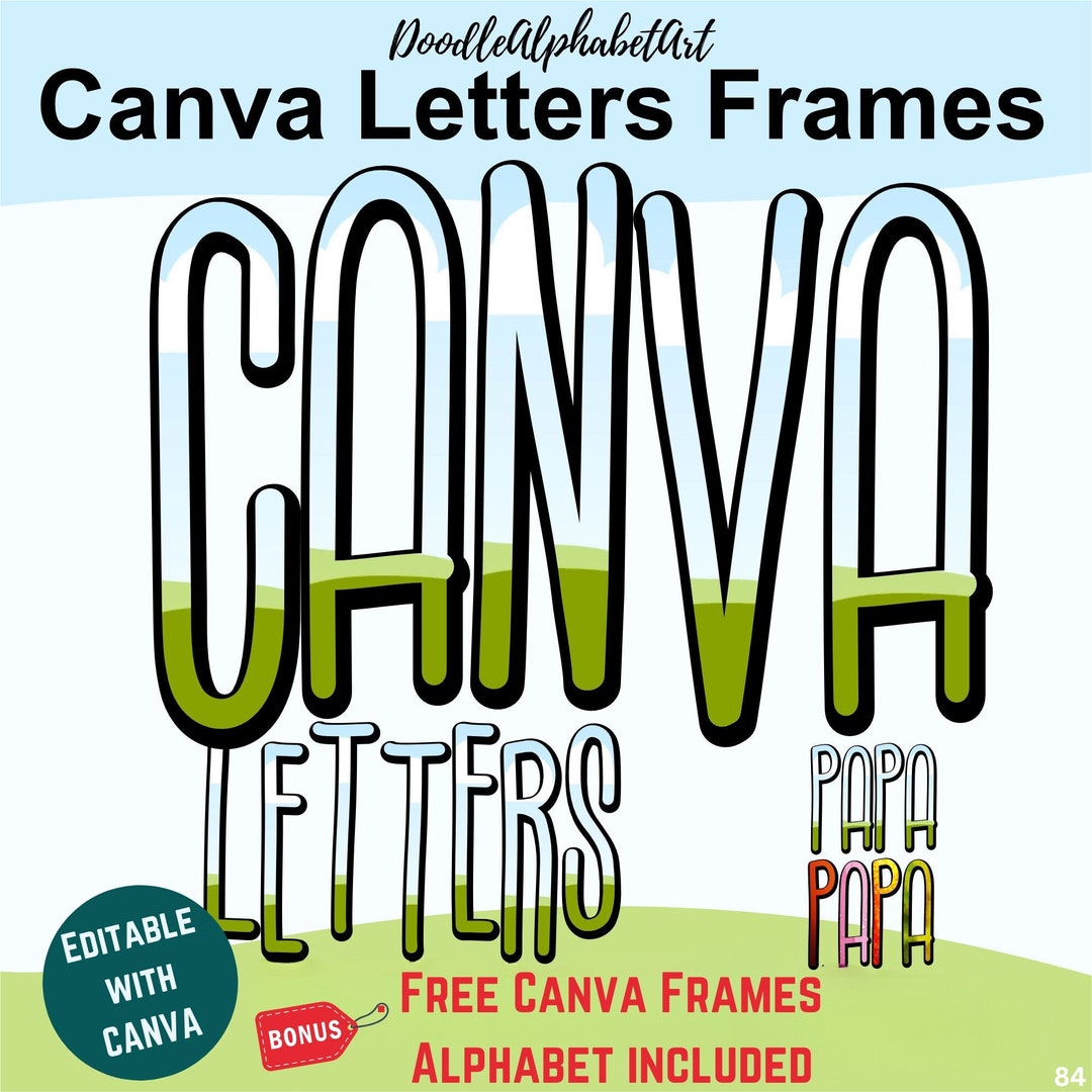 Canva Letter Frames, Tall and Skinny Hand-drawn Font, Doodle Alphabet ...