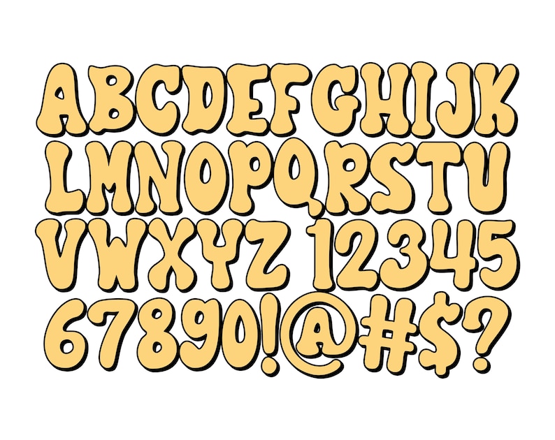 Groovy Retro Alphabet PNG 4 Set Shadow Letters Clipart - Etsy
