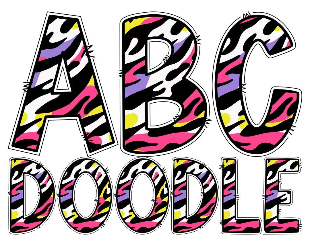 Bright Animal Tiger Color Alphabet Digital Letters PNG, Hand Drawn ...