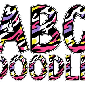 Bright Animal Tiger Color Alphabet Digital Letters PNG, Hand Drawn ...