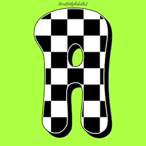 Checkerboard Retro Groovy Alphabet PNG Bundle, Retro Checkered Letters ...