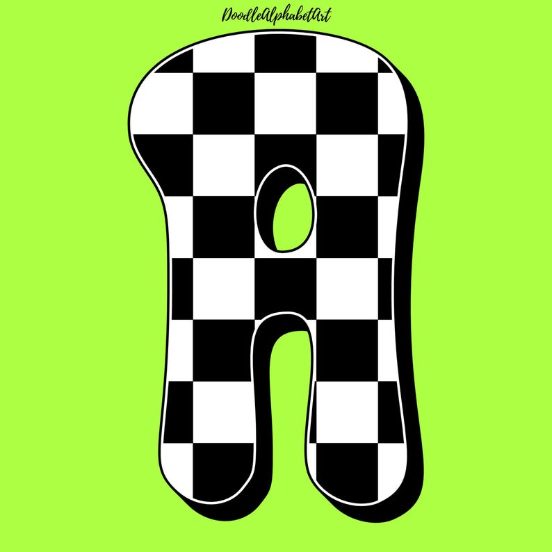 Retro Checkered Alphabet PNG Bundle: Groovy Doodle Letters (digital ...