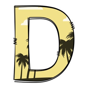Palm Tree Summer Letters PNG, 5 Hand Drawn Doodle Alphabet Set in ...
