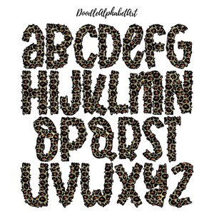 Leopard Print Scribble Doodle Alphabet Letters PNG Bundle for ...