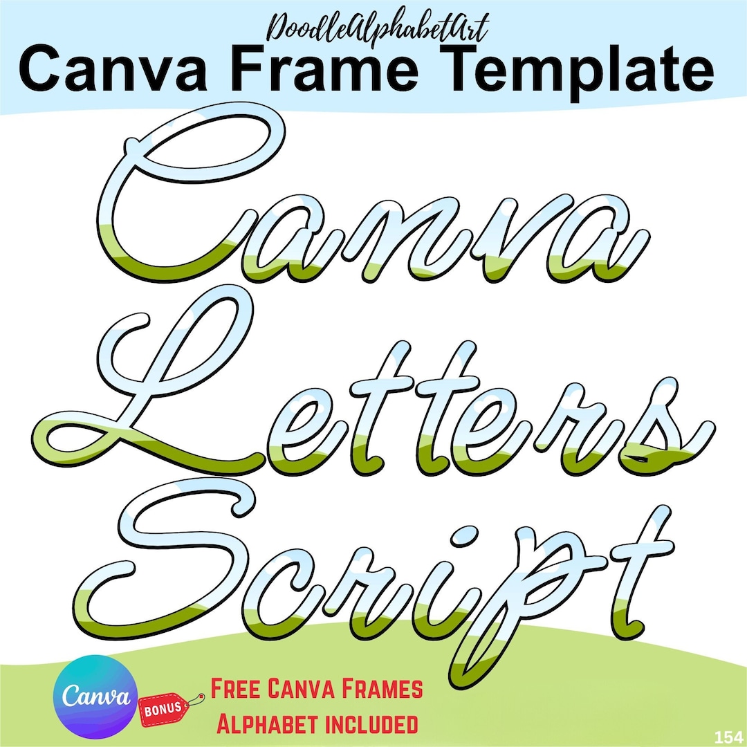 Customizable Canva Frame Letters: Monoline Script and Cursive Style ...