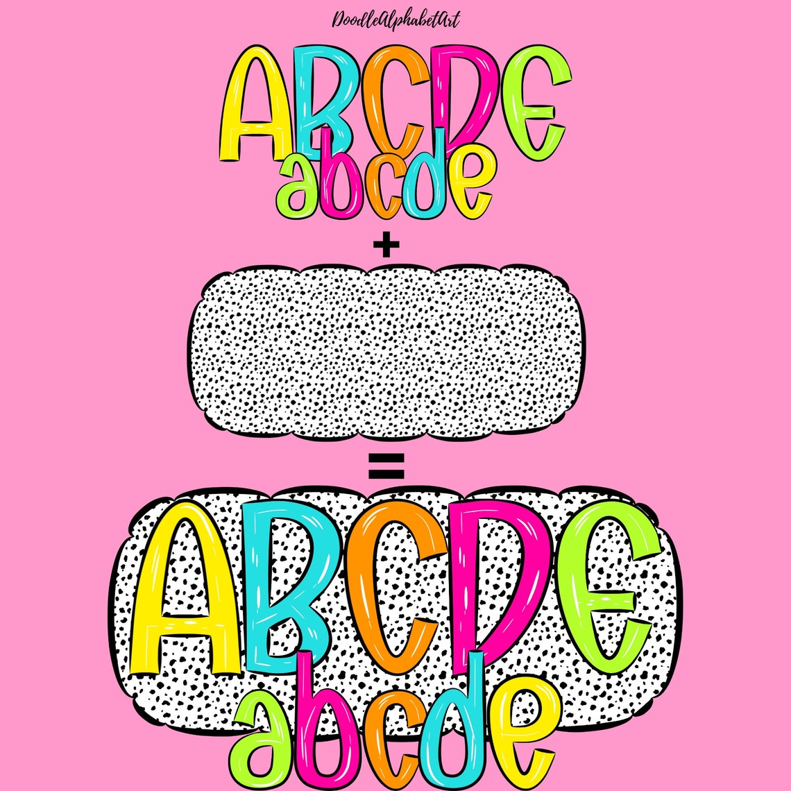 White Splash Lines Alphabet PNG Bundle, Dalmatian Dots Background ...