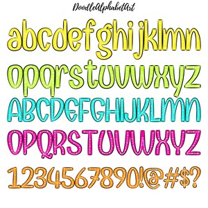 Wave Line & Dots Alphabet Letters PNG Bundle, Bright Color, 5 Alpha ...