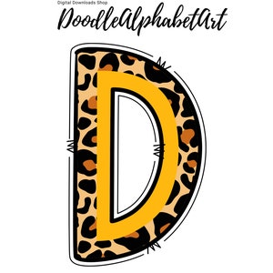 Half Print Leopard Color Alphabet Letters PNG Bundle, Doodle Alphabet ...
