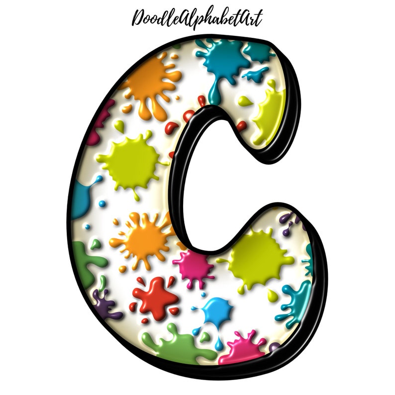 3D Paint Splatter Alphabet PNG: Retro Groovy Letters (digital Download ...