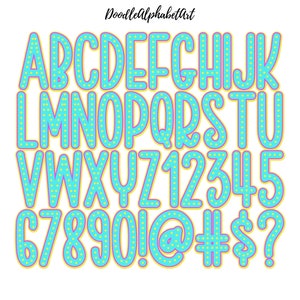 Neon Polka Dot Alphabet PNG Bundle: Funky Marquee Letters (digital ...