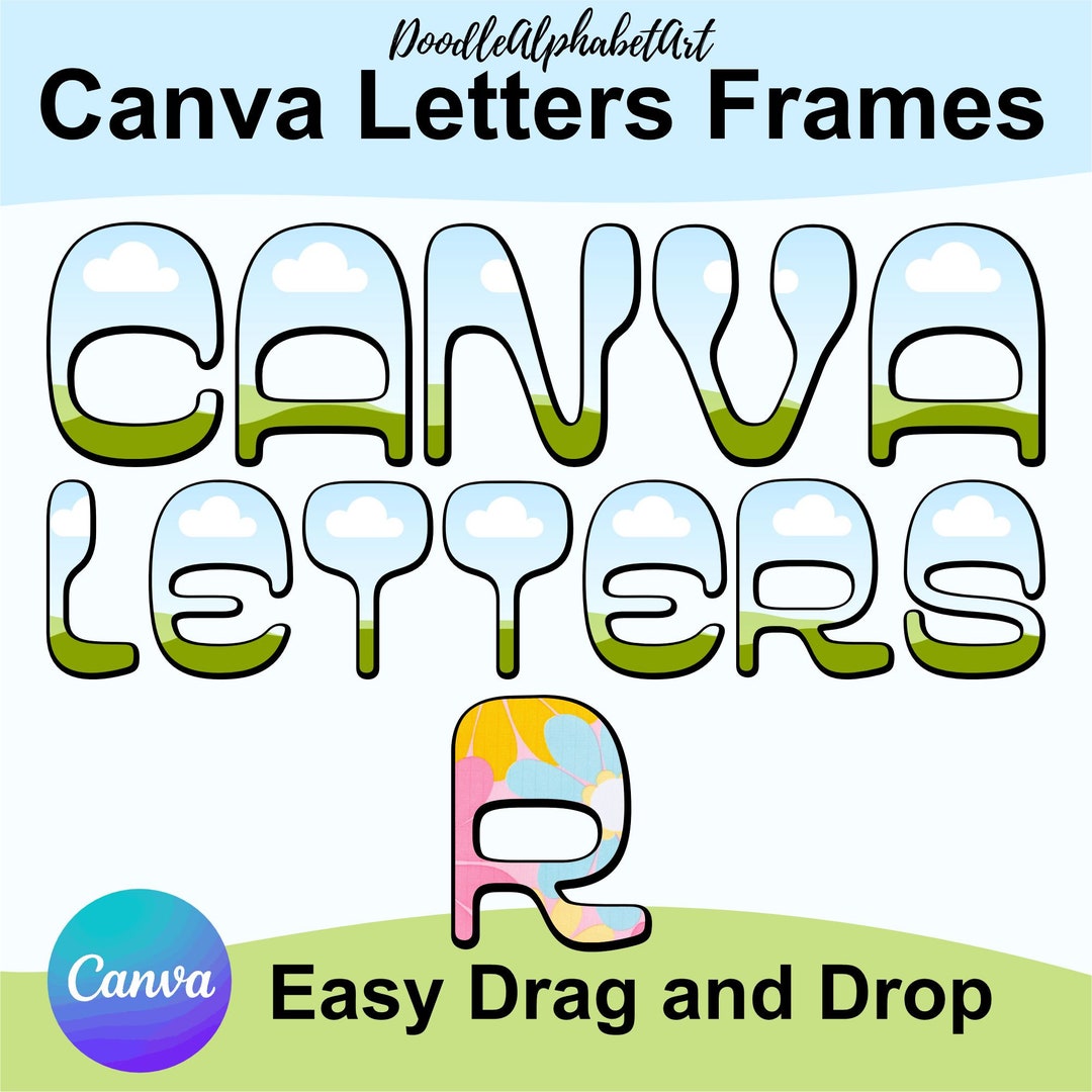 Canva Letter Frames: Groovy and Fancy Display Font Doodle - Etsy