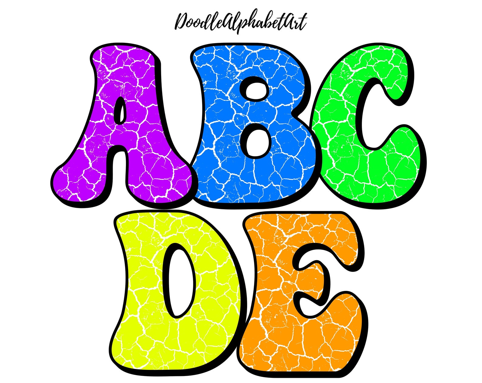 White Grunge Alphabets Letters PNG Vibrant Colors Groovy - Etsy