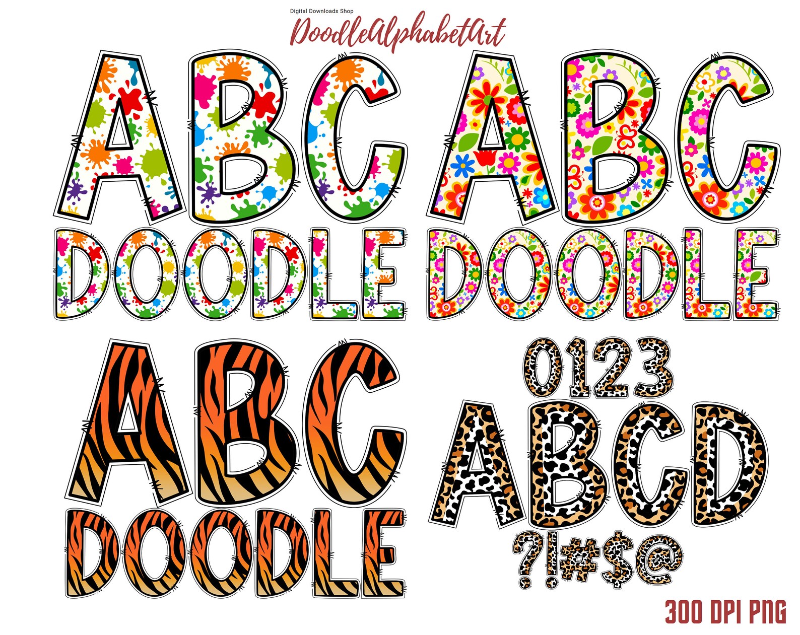 Mega Alphabet PNG Bundle Sets of Hand Drawn Digital Doodle Print ...
