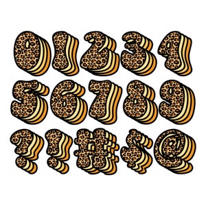 Leopard Doodle Retro Alpha PNG. Groovy Alphabet Letters Clipart, Black ...