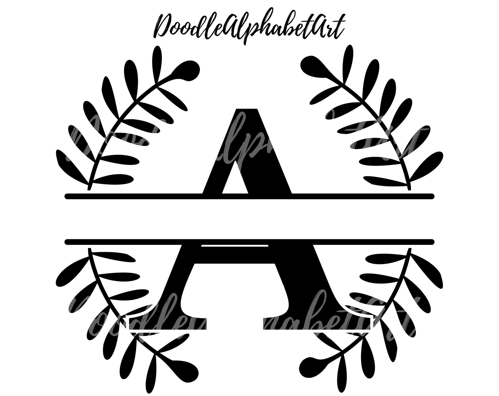 Split Monogram Alphabet SVG DXF PNG Eps Pdf Split Leaf Letter - Etsy