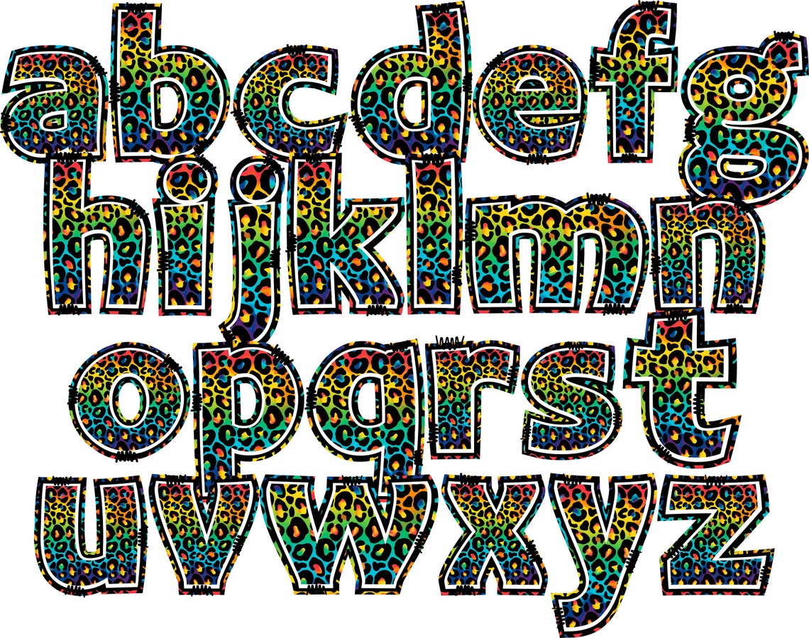 Rainbow Leopard Digital Alphabet Letters PNG Sublimation - Etsy