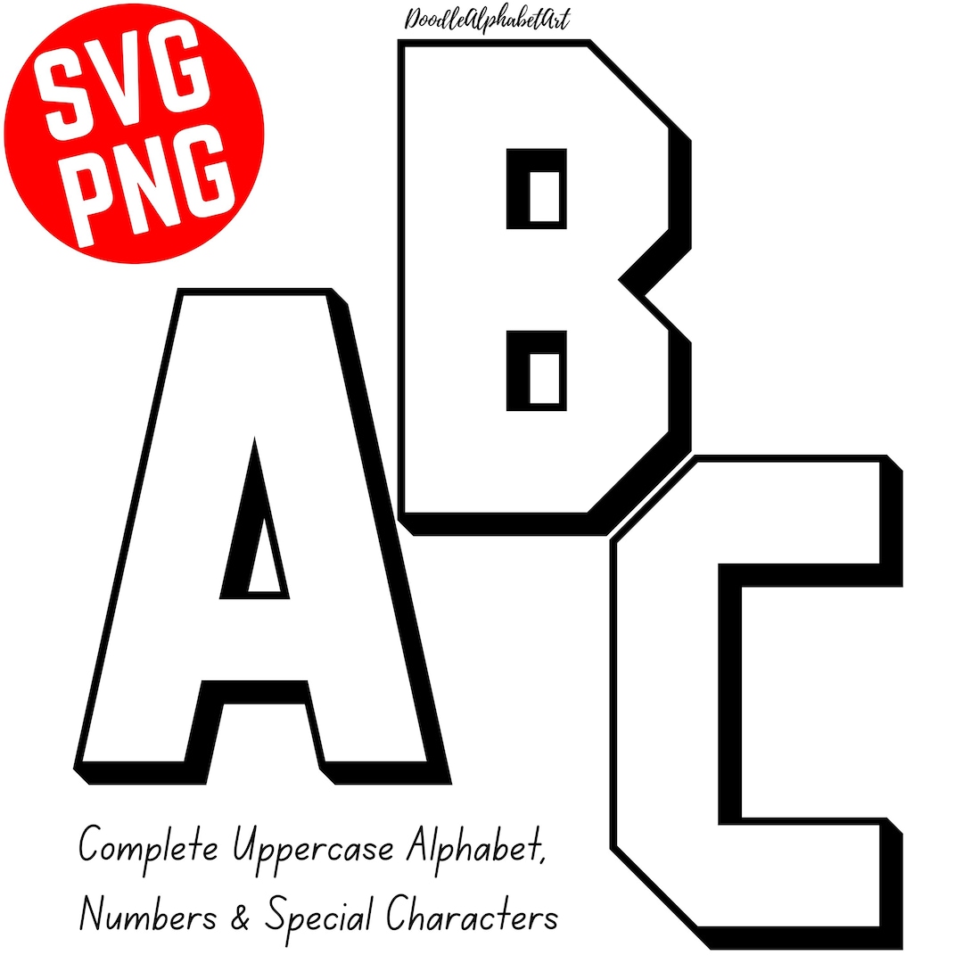 Varsity Block Font SVG: College Style Alphabet (SVG, PNG) - Etsy