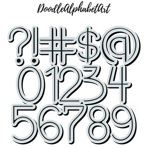 Black Centerline Doodle Alphabet Letters Mega PNG Bundle, Block Shadow ...