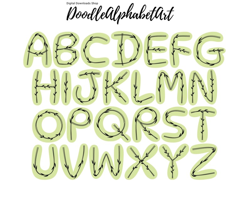 Scribble Letters PNG 5 Alphabet Sets Doodle Spring Floral - Etsy