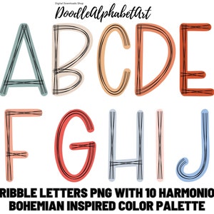 Boho Doodle Alphabet Scribble PNG With 10 Harmonious Bohemian Inspired ...