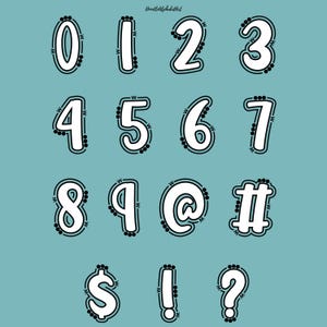 Doodle Alphabet PNG: Black and White Outlined Letters (digital Download ...
