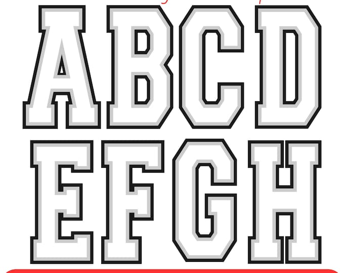 Fillable Varsity Letter Set: 2-outline SVG, PNG, PDF (digital Download ...