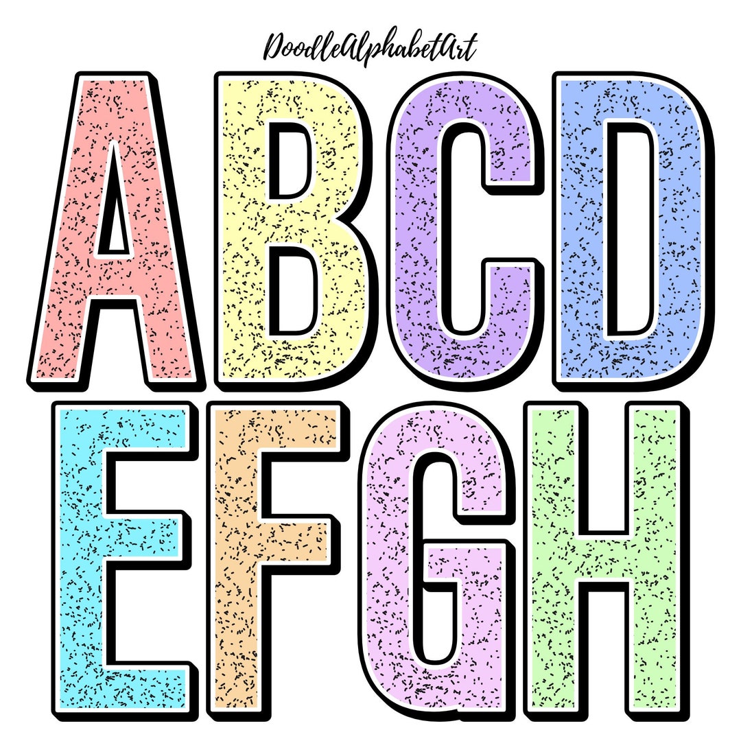 Grunge Retro Letter PNG Bundle, Distressed Fonts, Doodle Alphabet Sets ...
