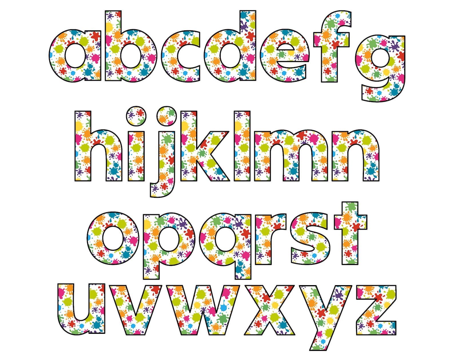 Paint Splatter Doodle Alphabet PNG Bundle: Hand Drawn Letters Digital ...