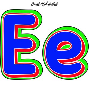 Retro Funky Colorful Alphabet PNG Bundle, Neon Color Palette, 5 Alpha ...