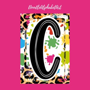 Scribble Blocks Letters PNG, Grunge Leopard and Paint Splats Alphabet ...