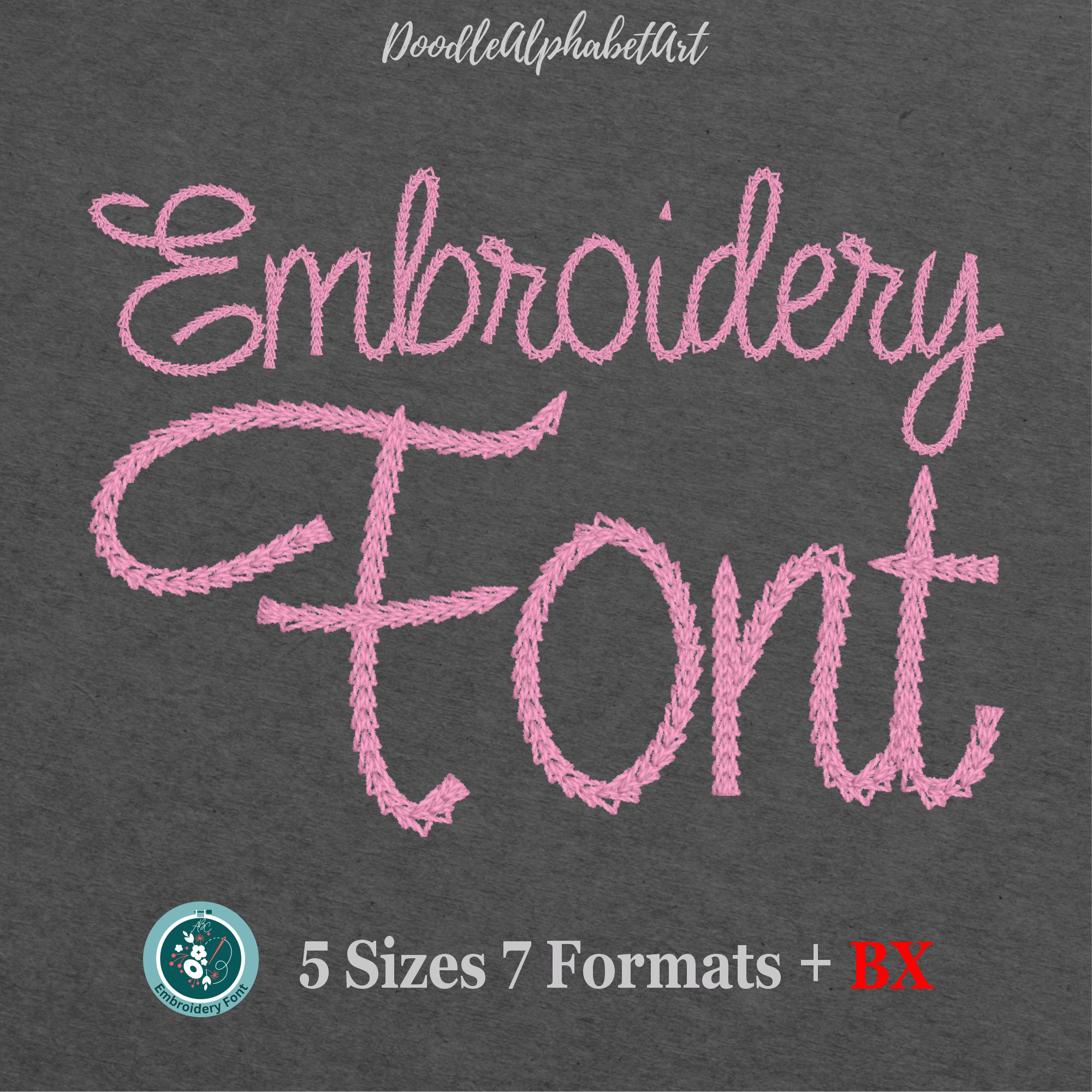 Chain Stitch Embroidery Font: Style Script, 5 Sizes (digital Download ...