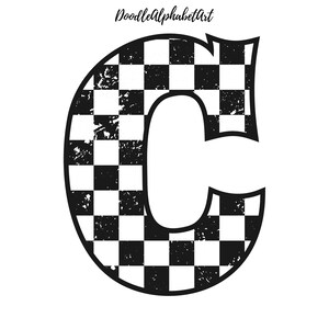 Checkered Grunge Alphabet Clipart, Doodle Letters PNG, Handwritten ...