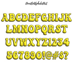 Vibrant Bright Inflated Groovy Alphabet PNG Bundle, Retro 3D Letters ...
