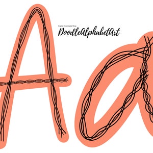 Scribble Alphabet PNG Bohemian Color Palette, Boho Digital Doodle ...