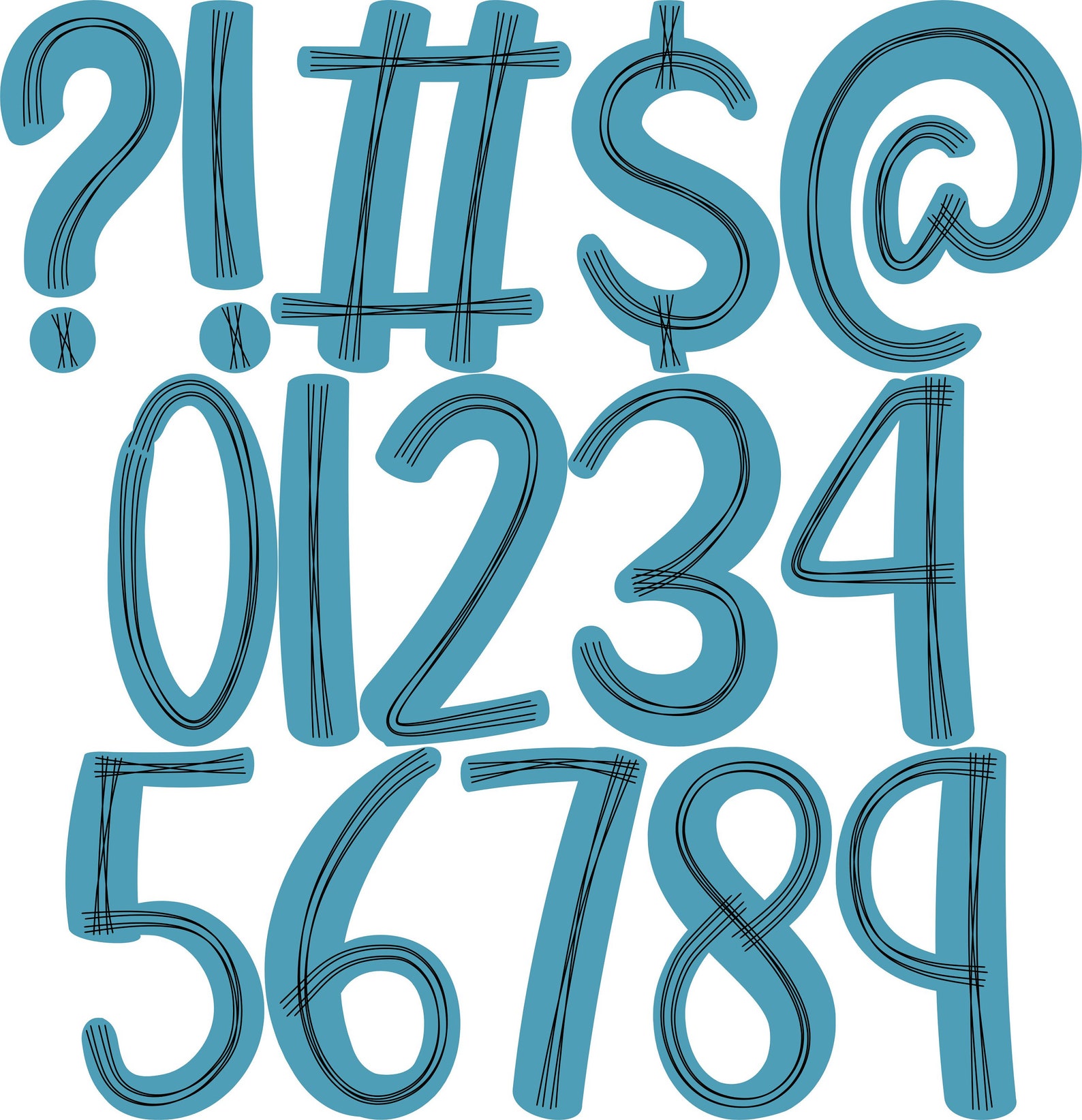 Scribble Letters Png in 6 COLORS Boho Emerald Digital Doodle - Etsy