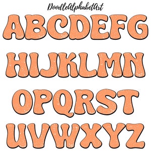 Distressed Font in Teacher Color Palette, Grunge Retro Groovy Font ...