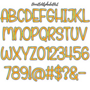 Funky Lettering Doodles PNG Bundle: Bright Color Alpha Pack (digital ...