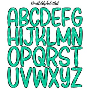 Bright Doodle Alphabet PNG, Brush Stroke & White Curved Lines, Digital ...