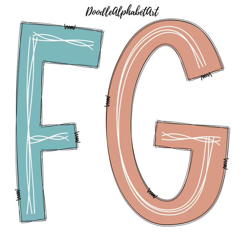 Boho Scribble Alphabet PNG Bundle: Bohemian Color Letters (digital ...