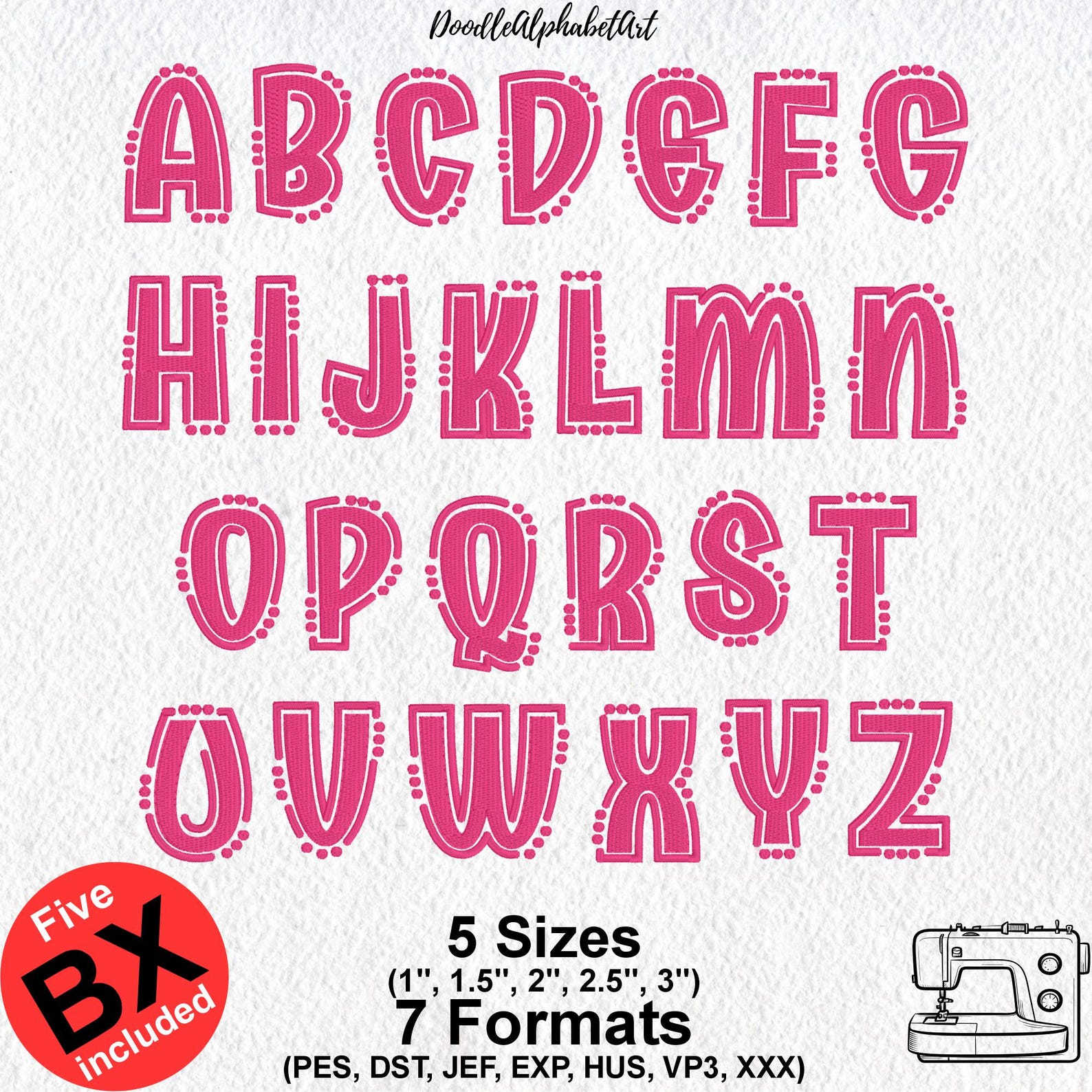 Lines and Dots Combo Embroidery Font, 5 Sizes 7 Formats + 5 Native BX ...