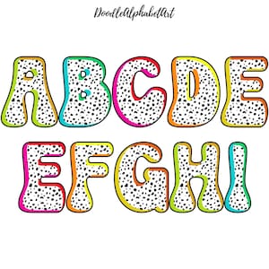 Groovy Dalmatian Doodle Alphabet PNG Bundle: Vibrant Alpha Sets ...