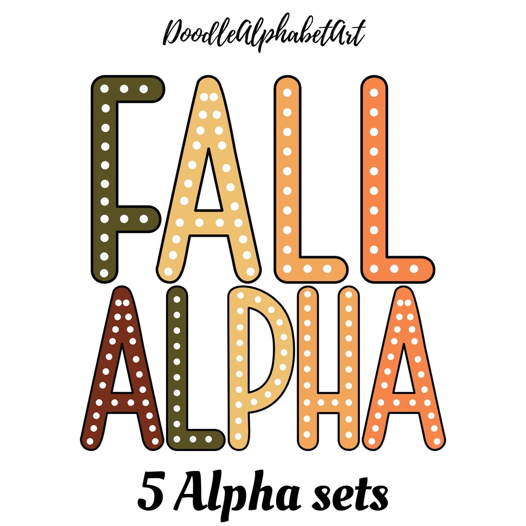 Autumn Dots Alphabet PNG Bundle, Fall Colors Palette, Digital Downloads ...