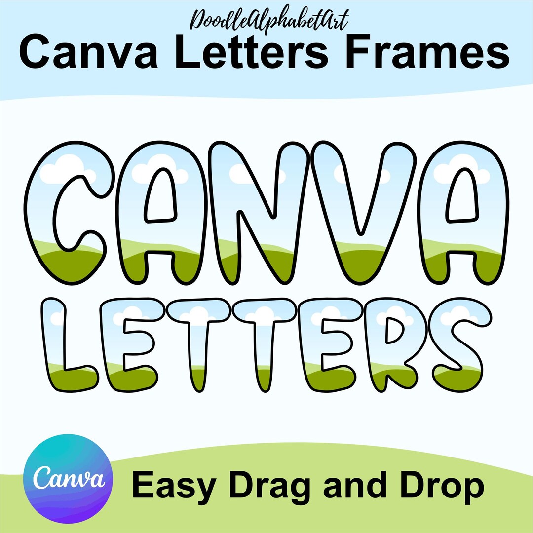 Bubble Letters Canva Frames Bubbly Font Alphabet Easy Drag - Etsy