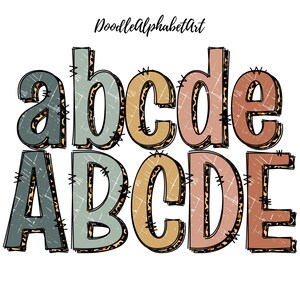 Leopard Block Shadow, Distressed Letters PNG Bundle, Modern Boho Color ...